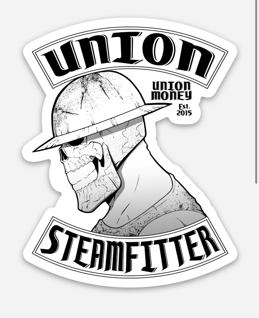 Steamfitter Skull side view sticker – UNION MONEY CO